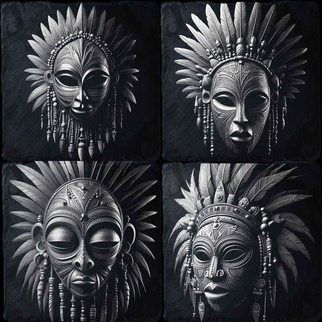 African Masks Laser Engraving PNG Files: Cultural Decor (digital ...