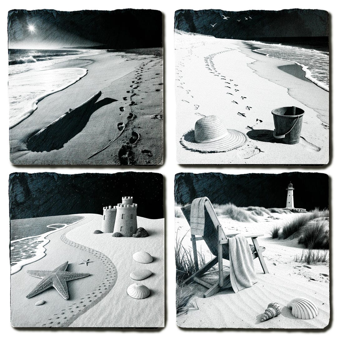 Empty Beach Bundle – 4 Serene 3D Laser Engraving PNG Files for Wood ...