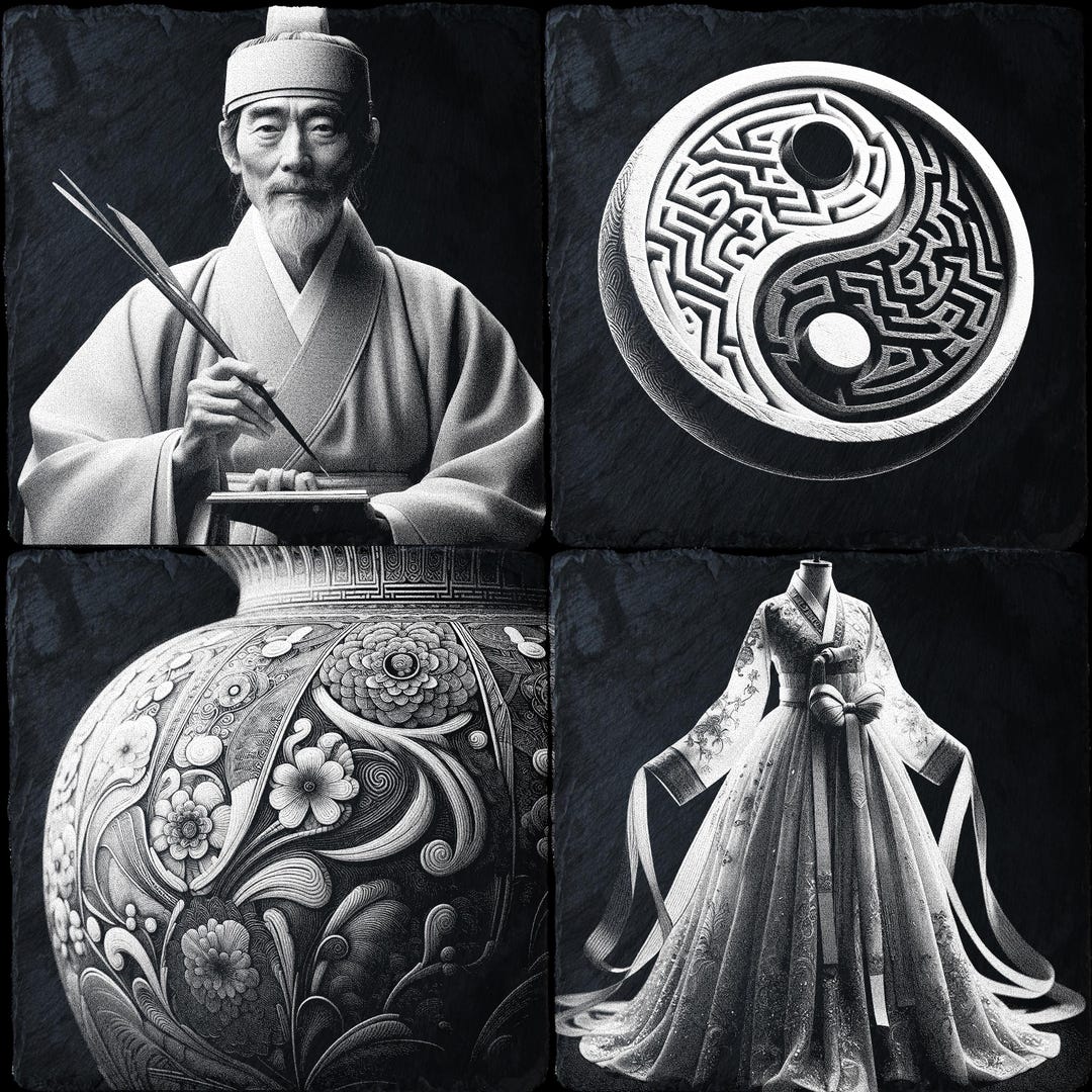 Korea CNC DIY Laser Engraving PNG Files Set of 4 | Korean Traditional ...