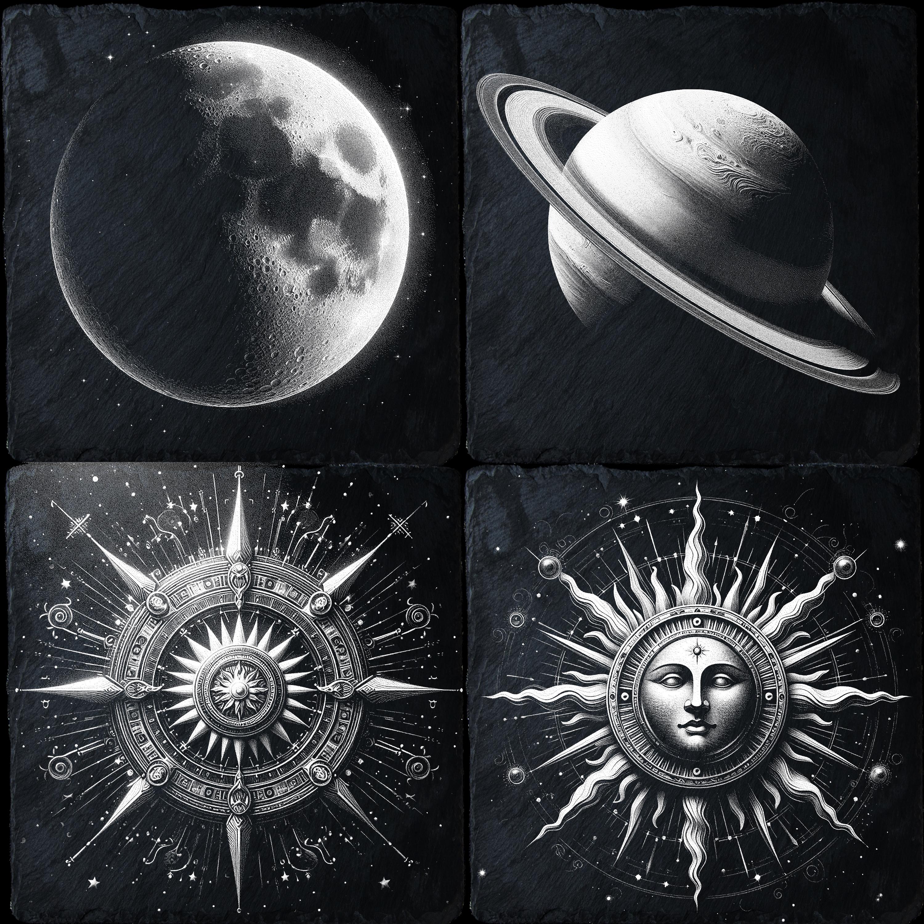 Set of 4 Astrological Symbol PNG Files for Laser Engraving - Sun, Moon ...