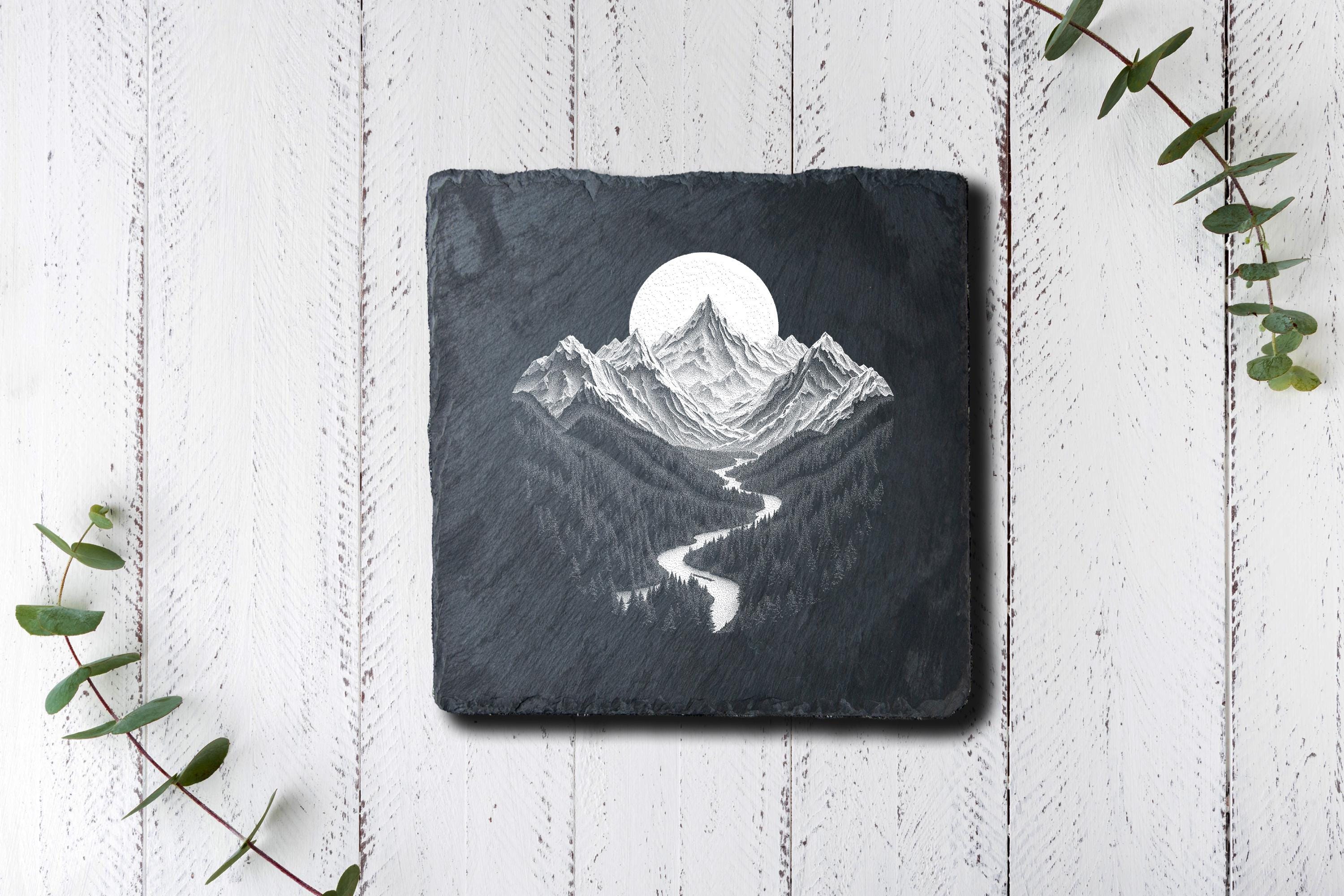 Nature’s Journey Laser Engraving PNG Set | Abstract Mountains, Rivers ...