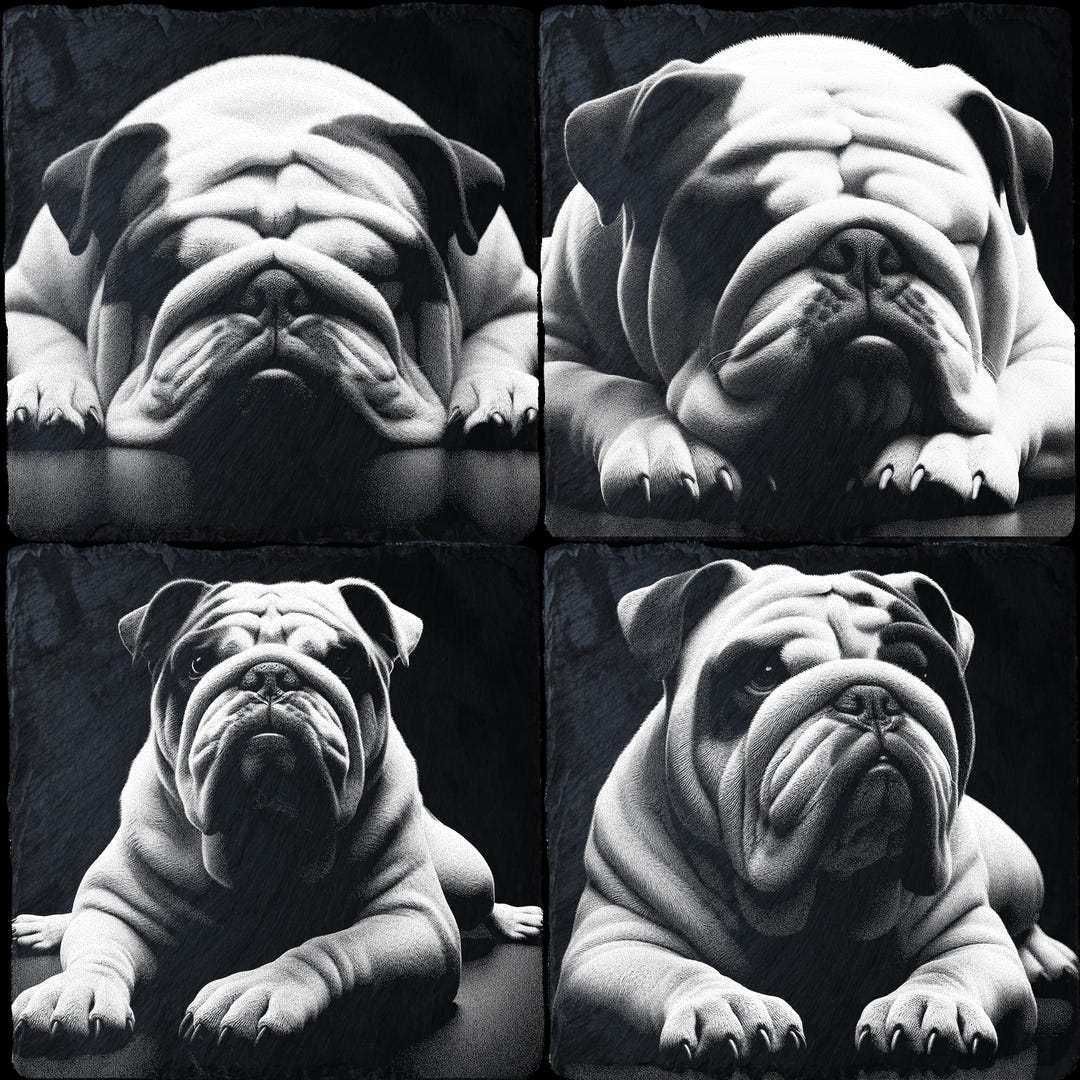 Bulldog Set of 4 PNG Files for Laser Engraving on Natural Slate - CNC ...
