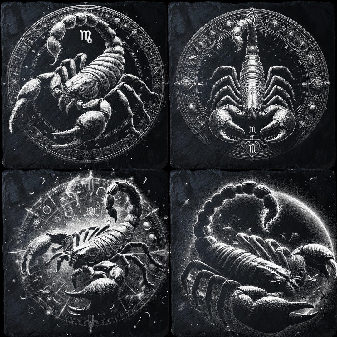 4 Scorpio PNG Files - Zodiac Art for Slate Laser Engraving - Astrology ...