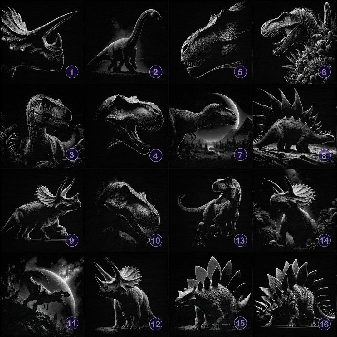 Dinosaur Laser Engraving Files: Slate Coaster Etching Bundle (PNG ...