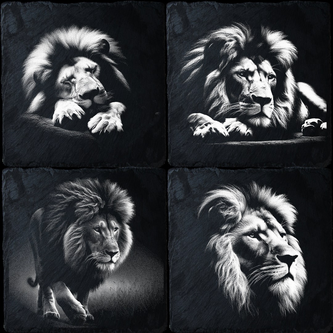 4 Slate Bundle Lion, Laser Ready PNG Files for Engraving, Slate Board ...