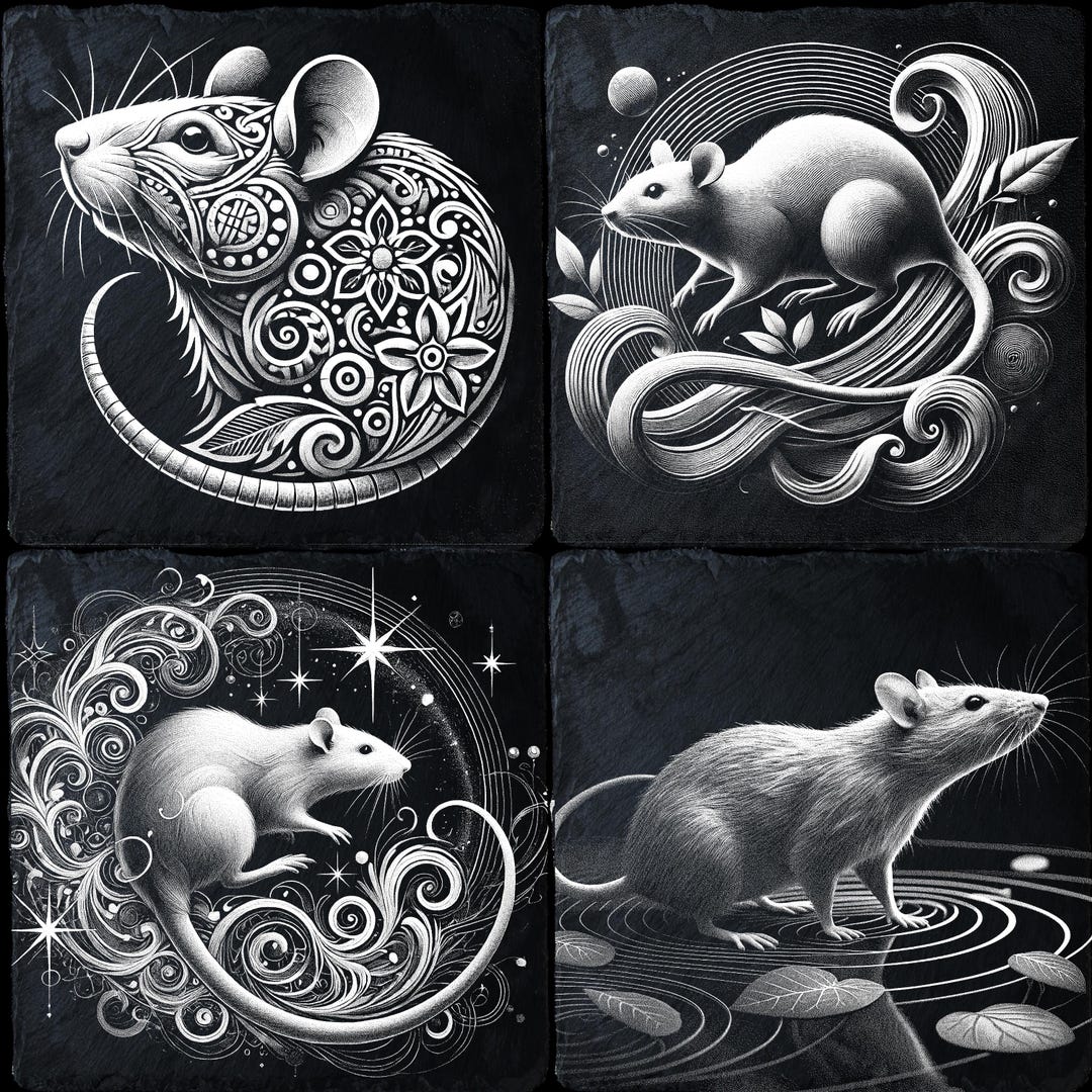 Set of 4 Eastern Zodiac Rat Laser Engraving Files - CNC and DIY Designs ...