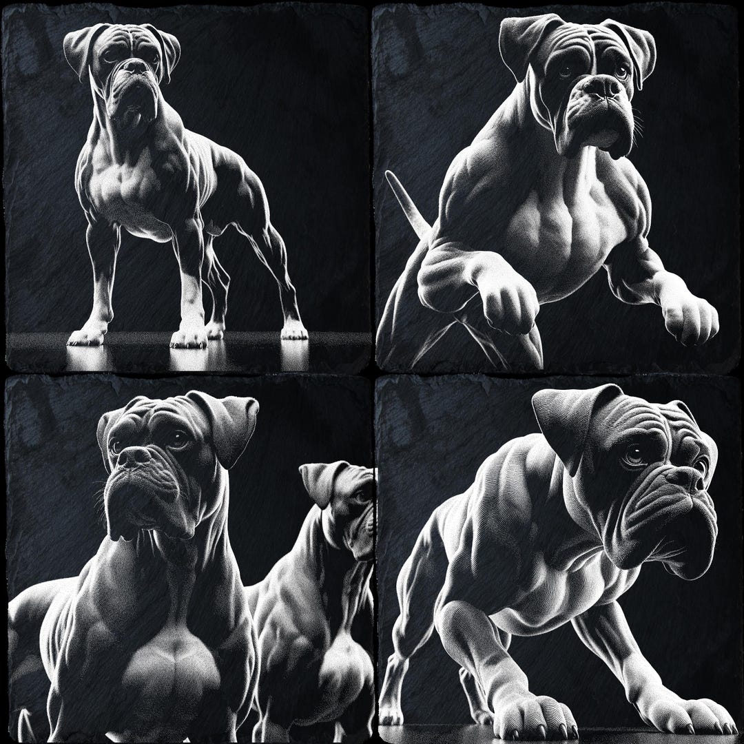 Boxer Dog 4 PNG Files for Laser Engraving - CNC, CO2, Lightburn ...