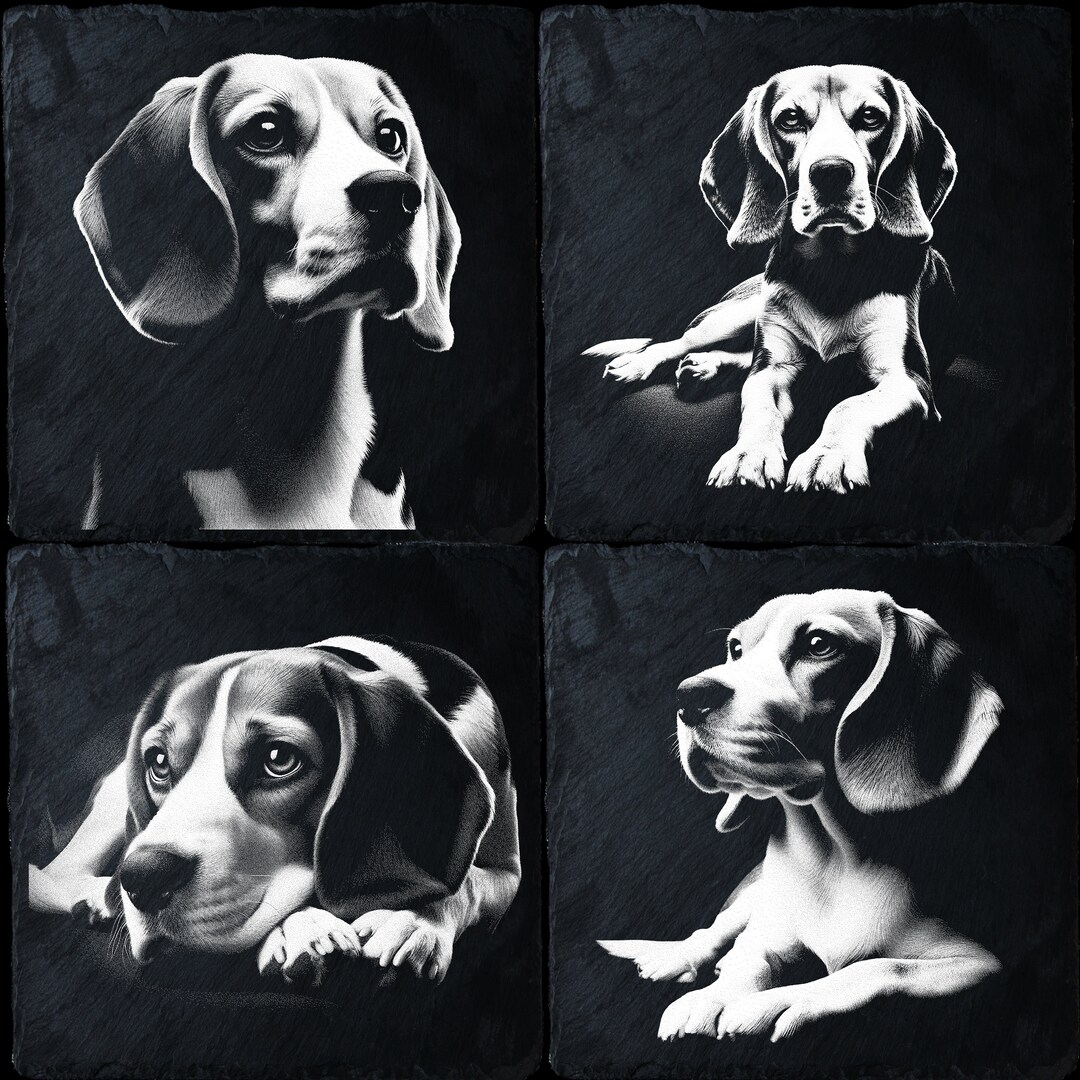 4 Beagle Pack | Laser Files Bundle | Laser Burn PNG | Slate Engraving ...