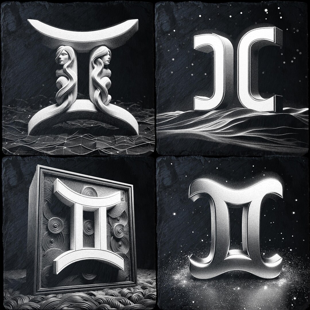 4 Gemini PNG Files - Zodiac Art for Slate Laser Engraving - Astrology ...