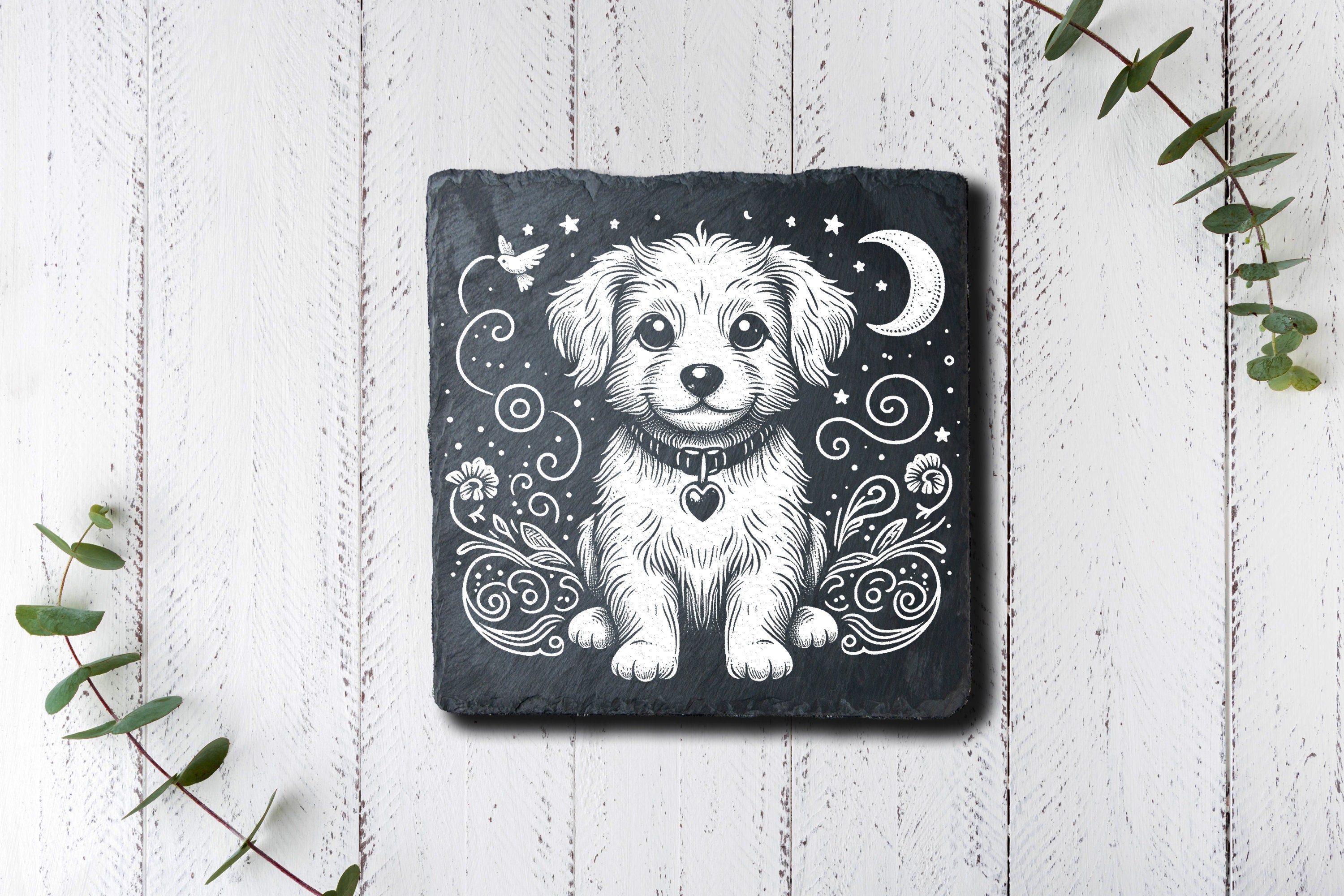 4 Slate Bundle Puppy , Laser Ready PNG Files for Engraving, Slate Board ...