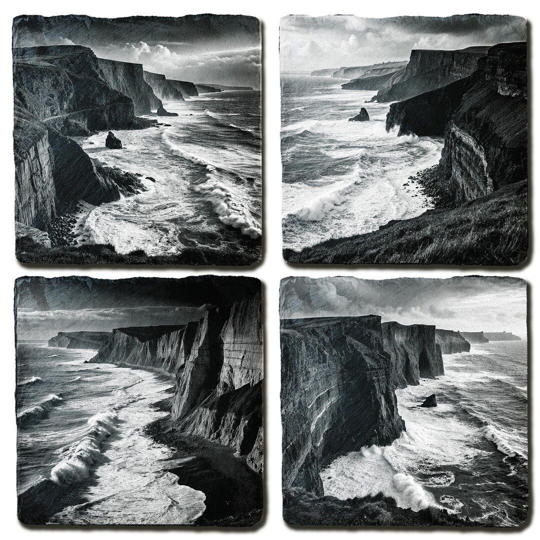 Coastal Cliffs Laser Engraving PNG Bundle: Slate & Wood Art (digital ...