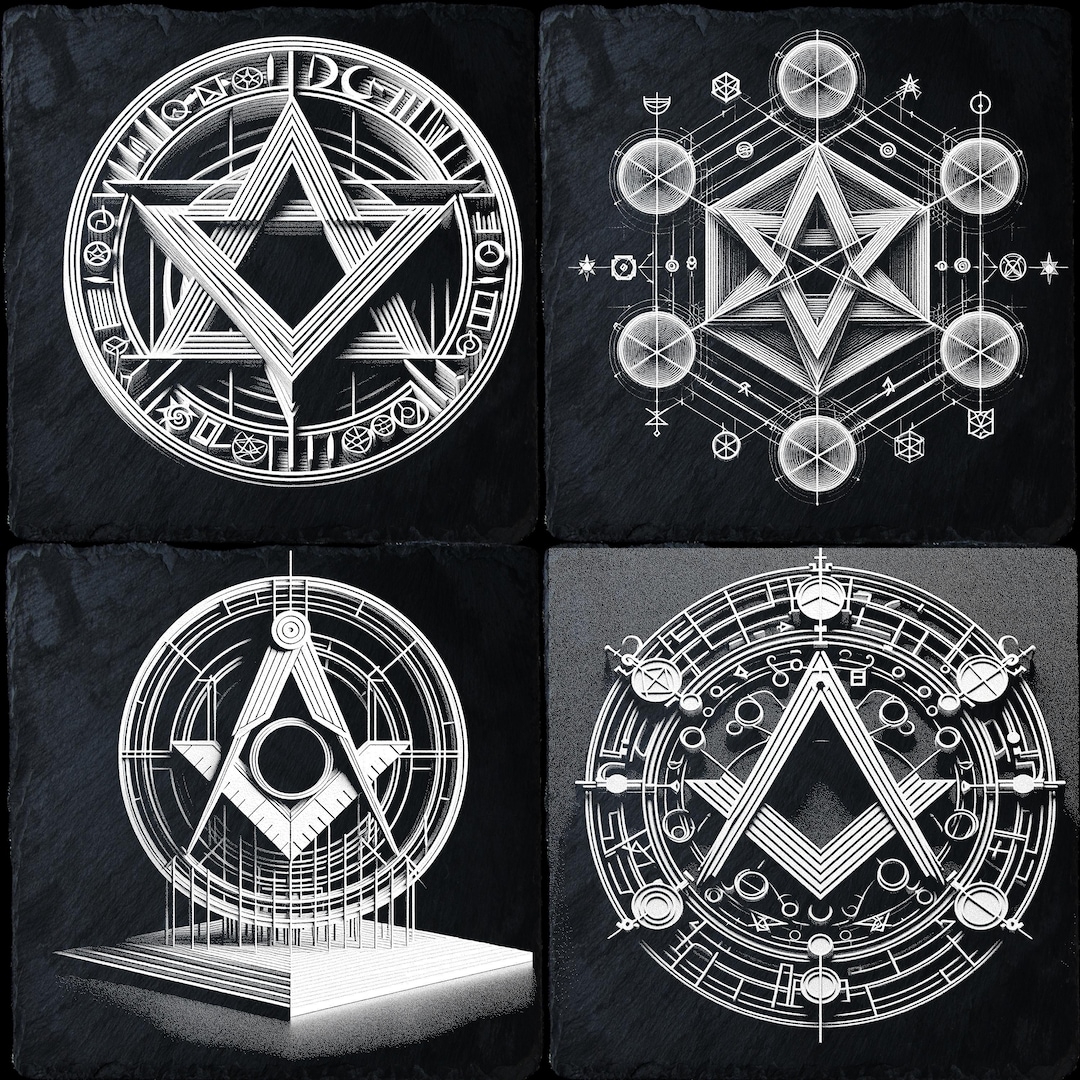 Masonic Symbol PNG Set for Laser Engraving on Natural Slate 4 Files for ...