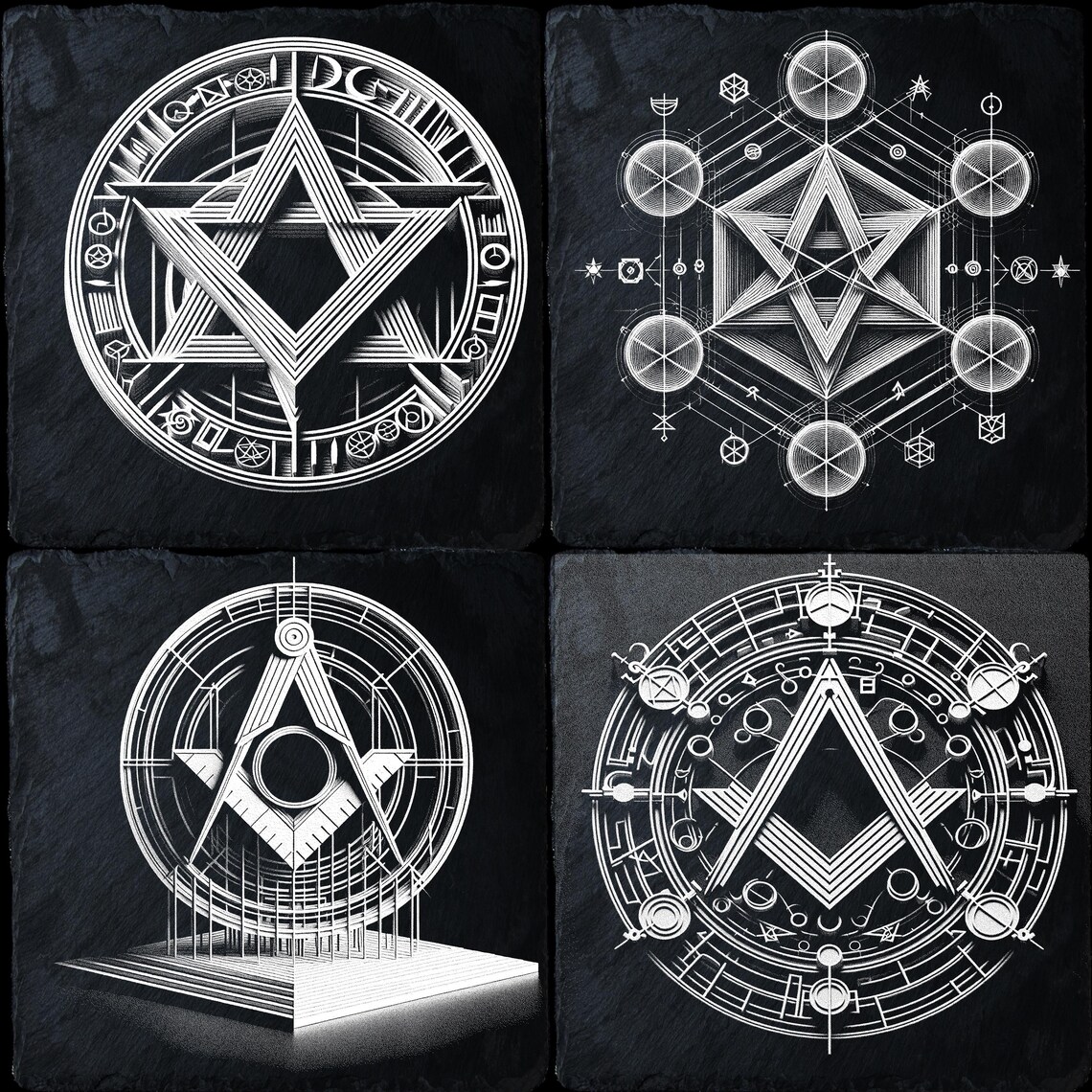 Masonic Symbol PNG Set for Laser Engraving on Natural Slate 4 Files for ...