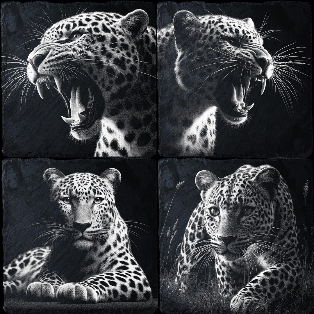 Leopard PNG Set - 4 Files for Laser Engraving | Perfect for CNC, CO2 ...