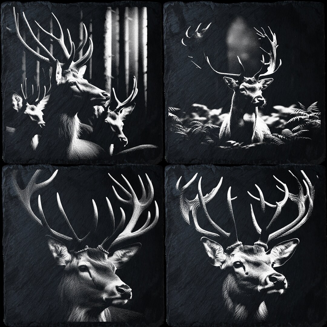 4 Slate Bundle Deer, Laser Ready PNG Files for Engraving, Slate Board ...