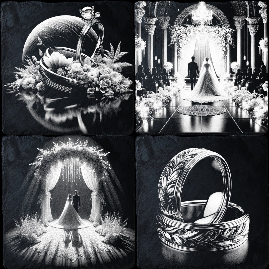 4 Bundle Wedding PNG for CNC Laser Engrave, Laser Burn, Glowforge File ...