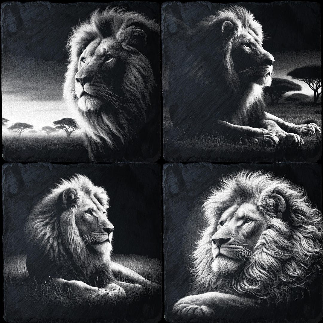 Lion PNG Set - 4 Files for Laser Engraving | Perfect for CNC, CO2 ...