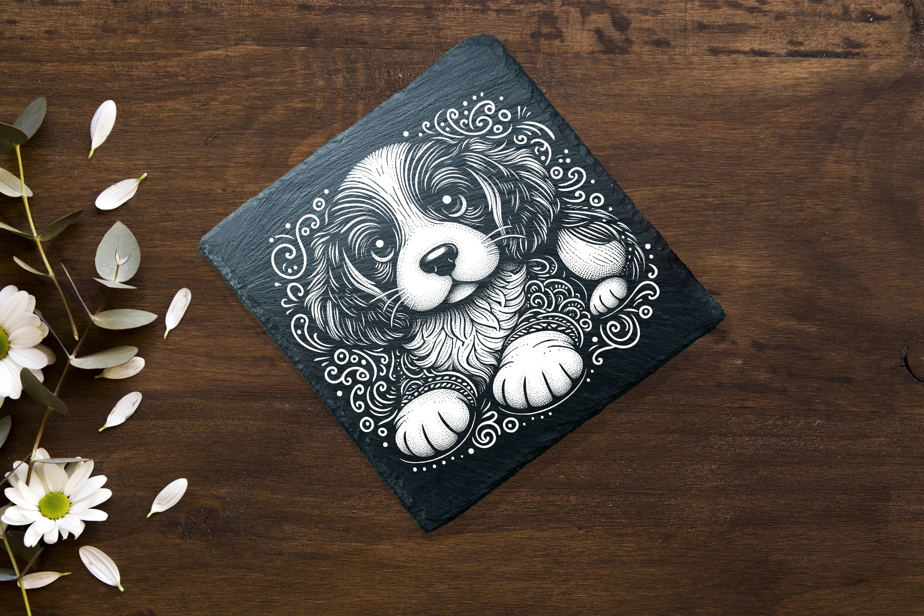 4 Slate Bundle Puppy , Laser Ready PNG Files for Engraving, Slate Board ...