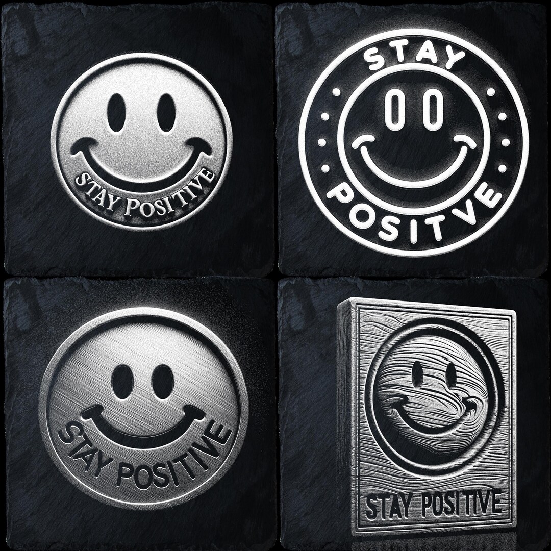 Stay Positive Smiley Engraving PNG Set | Motivational Laser Cut Files ...