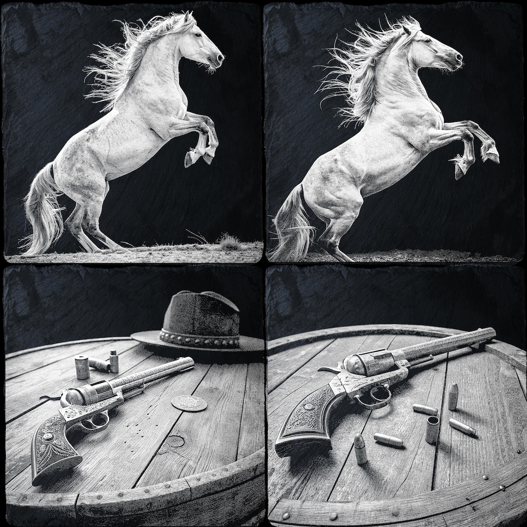 Set of 4 Western PNG Files for Laser Engraving | Cowboy, Horse ...
