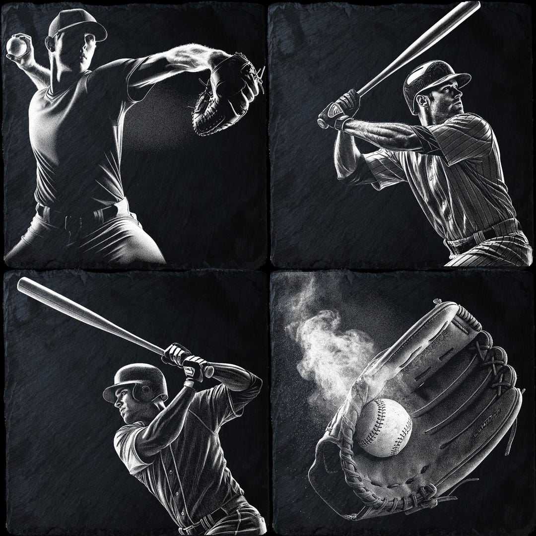 Baseball Laser Engraving PNG Files Set of 4 | CNC DIY Sports Designs ...
