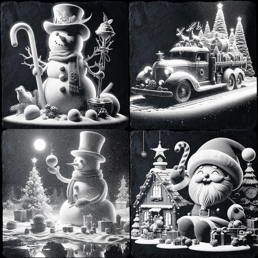 4 Christmas PNG Files for Slate Laser Engraving - Holiday Designs ...