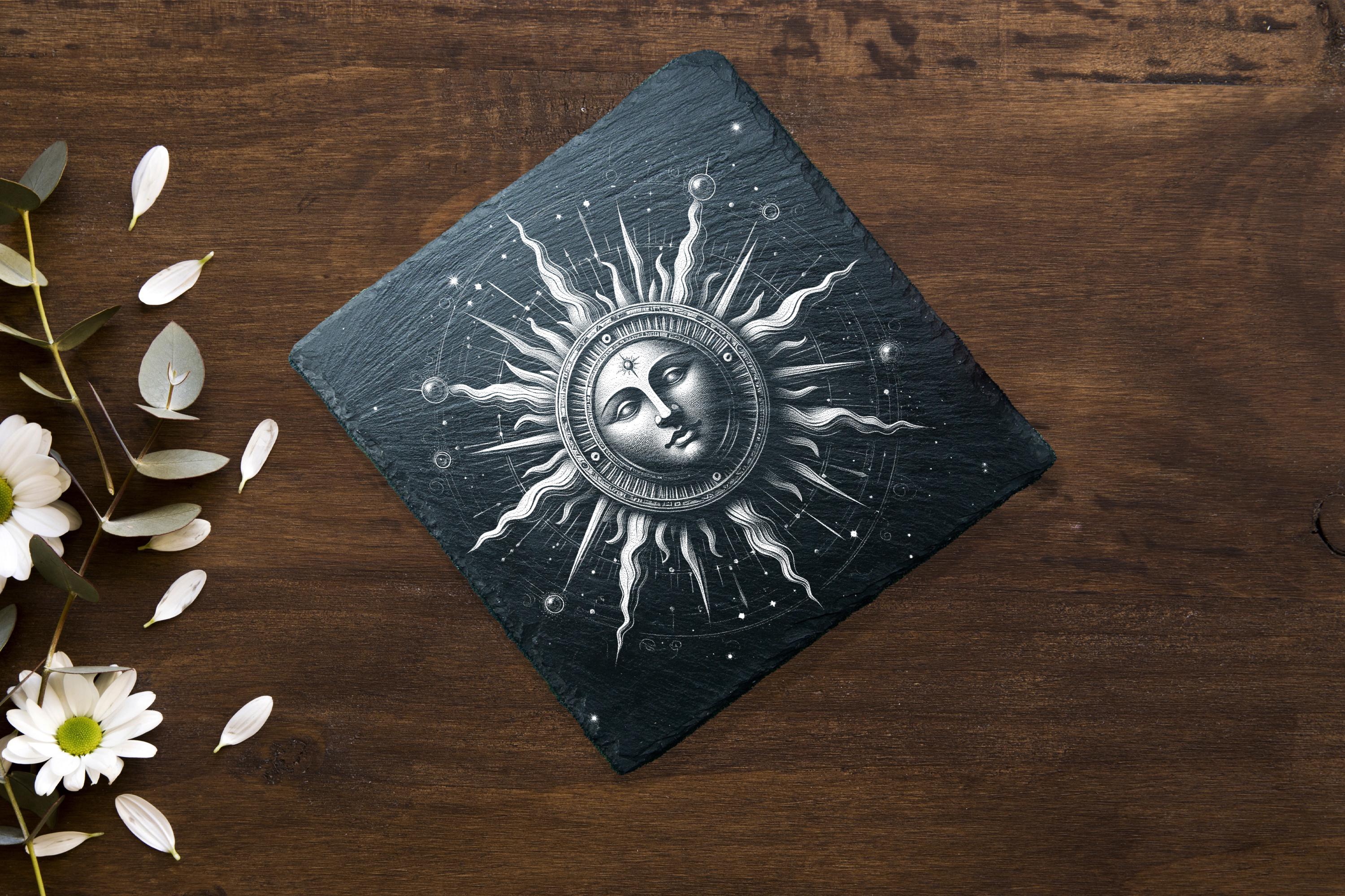 Set of 4 Astrological Symbol PNG Files for Laser Engraving - Sun, Moon ...