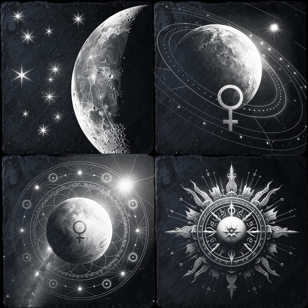 Set of 4 Astrological Symbol PNG Files for Laser Engraving - Sun, Moon ...