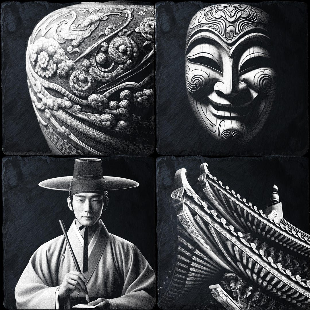 Korea CNC DIY Laser Engraving PNG Files Set of 4 | Korean Traditional ...