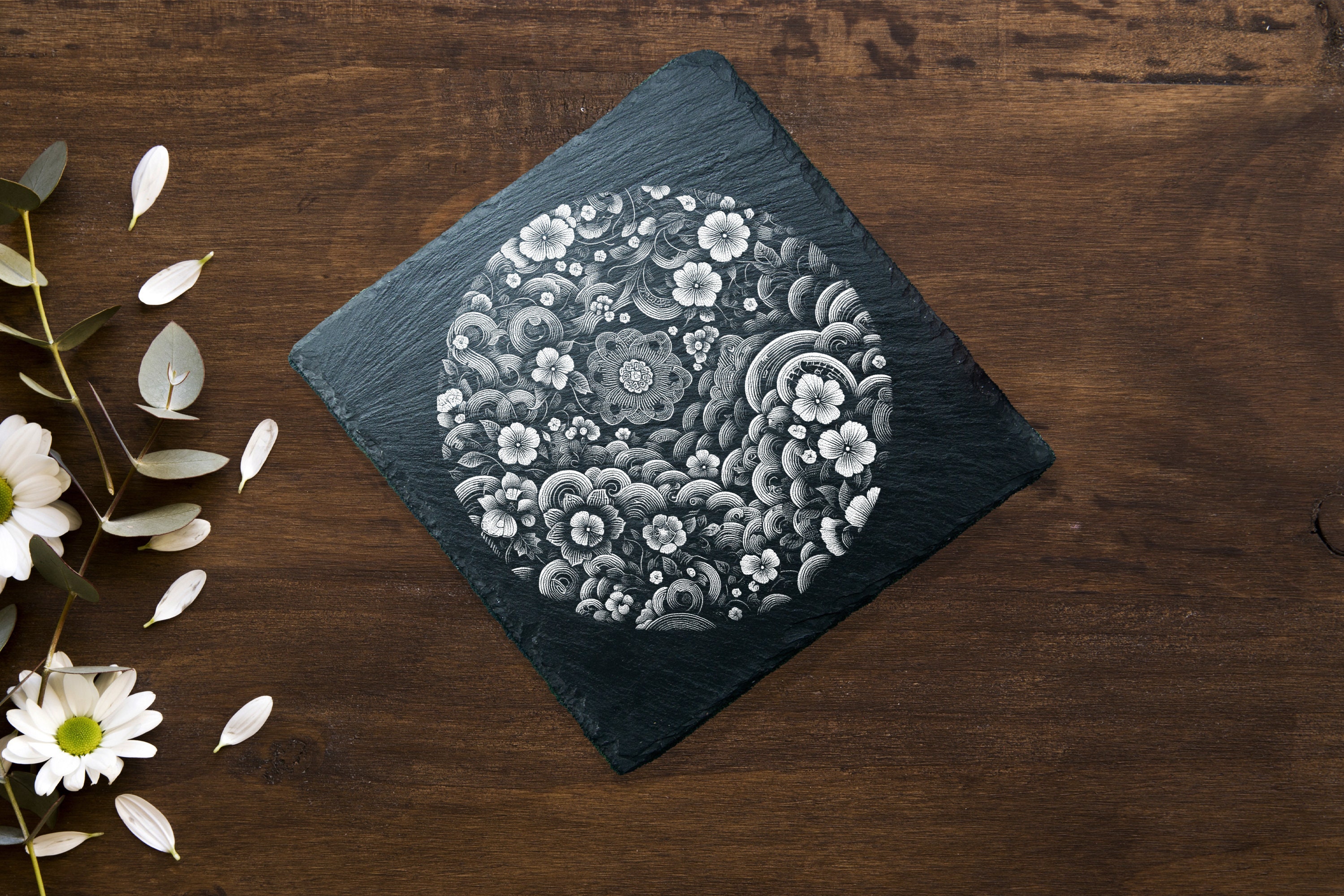 Set of 4 Japanese Folk PNG Patterns Laser Engraving Files Slate Coaster ...