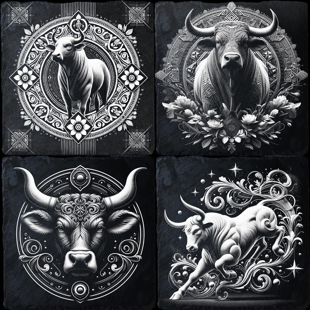 Set of 4 Eastern Zodiac Ox Laser Engraving Files - CNC and DIY Projects ...