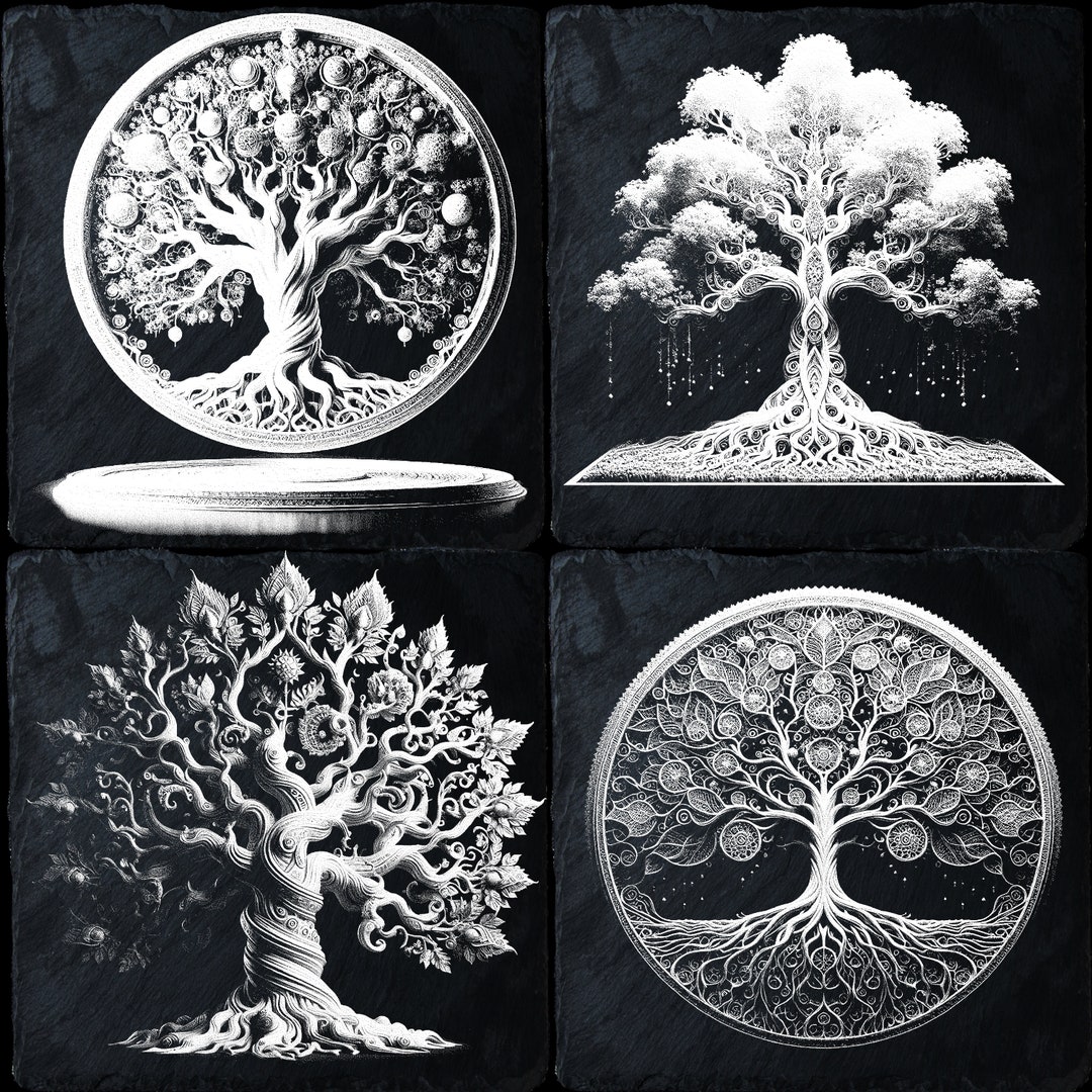 4 Tree of Life Pack | Laser Files Bundle | Laser Burn PNG | Slate ...