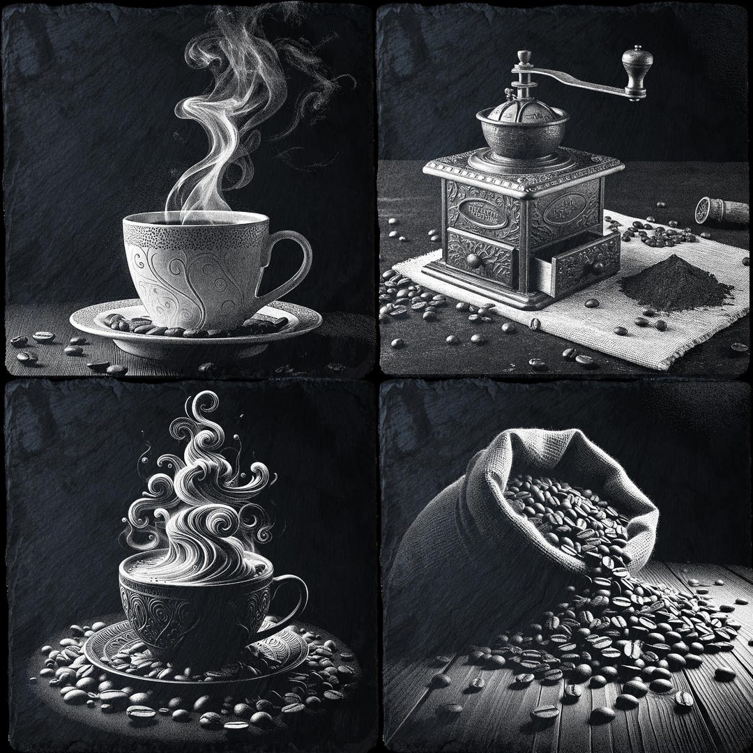 Set of 4 Coffee PNG Files for Laser Engraving | Cups, Beans, Espresso ...