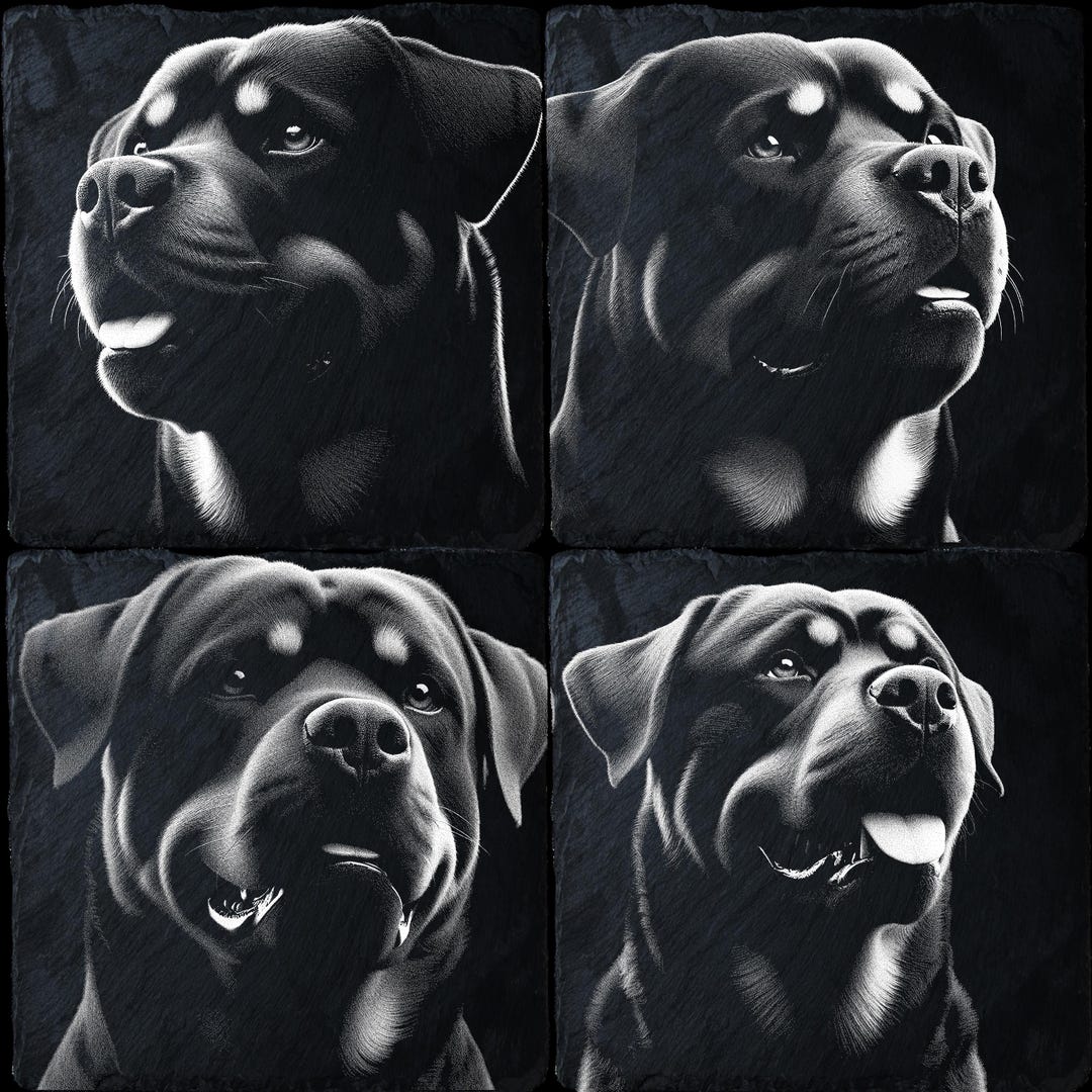 Rottweiler PNG Set for Laser Engraving on Natural Slate - 4 Files for ...