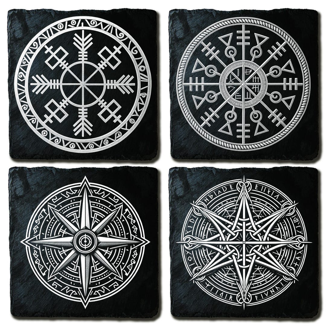 Vegvísir Rune Compass | Set of 4 PNG Files for Laser Engraving | Norse ...