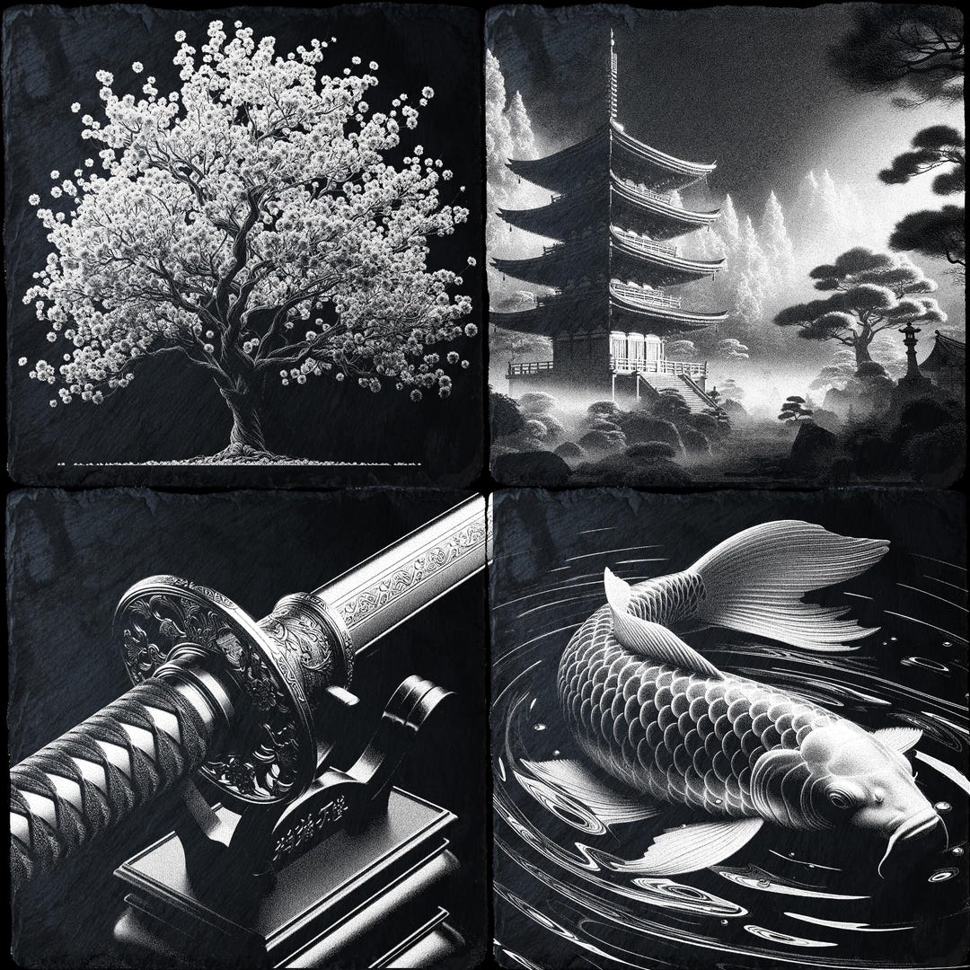 Japan Laser Engraving CNC Diy PNG Files | Set of 4 Traditional Japanese ...