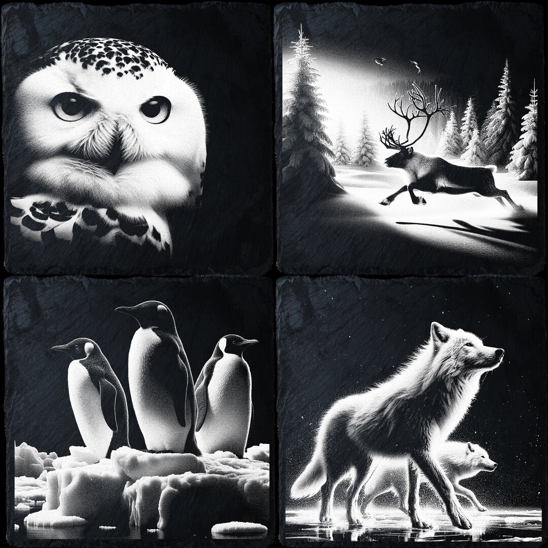 4 Slate Bundle Polar Animal, Laser Ready PNG Files for Engraving, Slate ...
