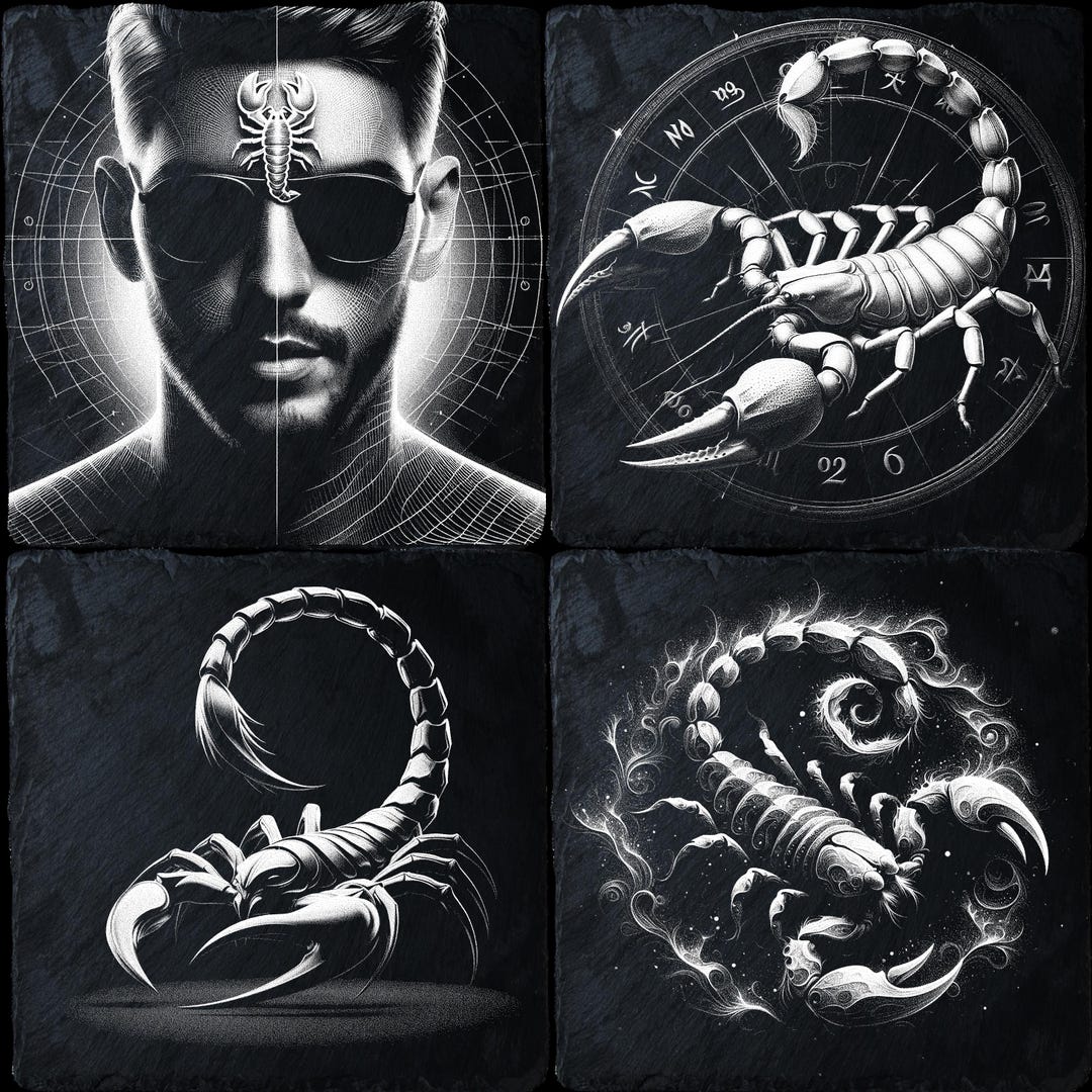 4 Zodiac PNG Files - Scorpio Astrology Art for Slate Laser Engraving ...