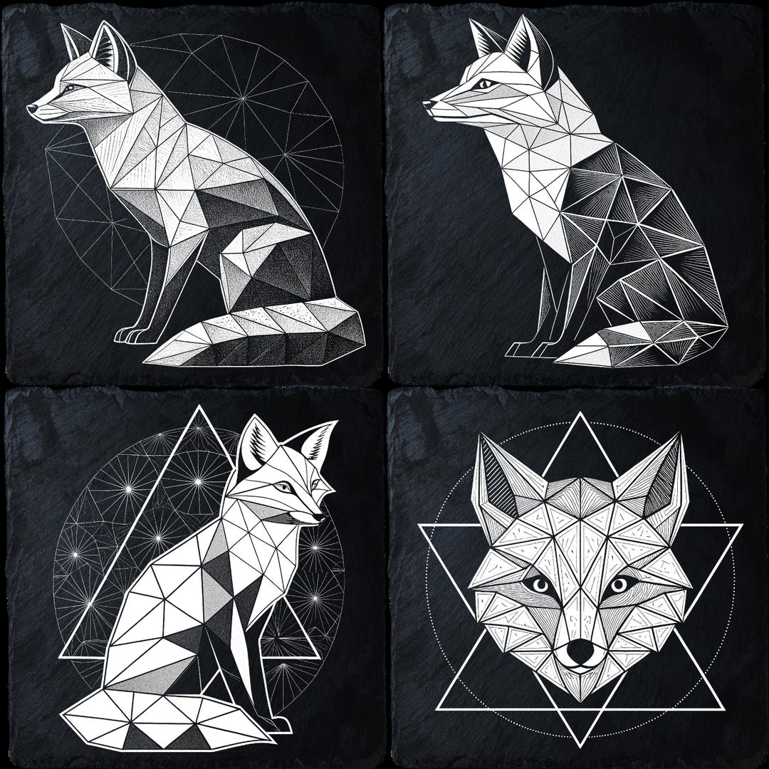 Geometric Fox PNG: Laser Engraving File, Polygonal Design (digital ...