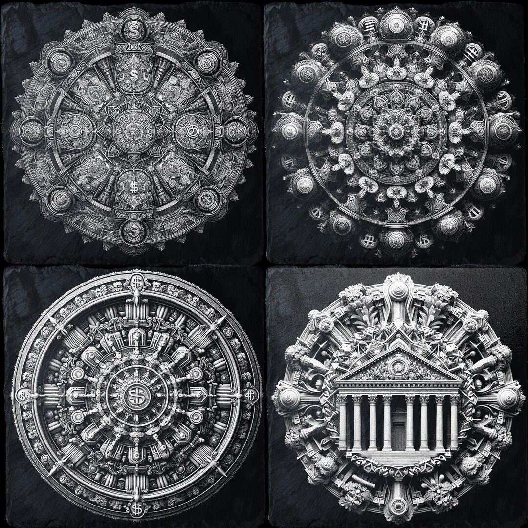 Money Attraction Mandala - 4 PNG Files for Slate Laser Engraving ...