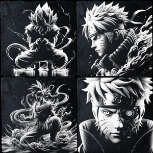 4 Bundle Anime PNG for CNC Laser Engrave, Laser Burn, Glowforge File ...