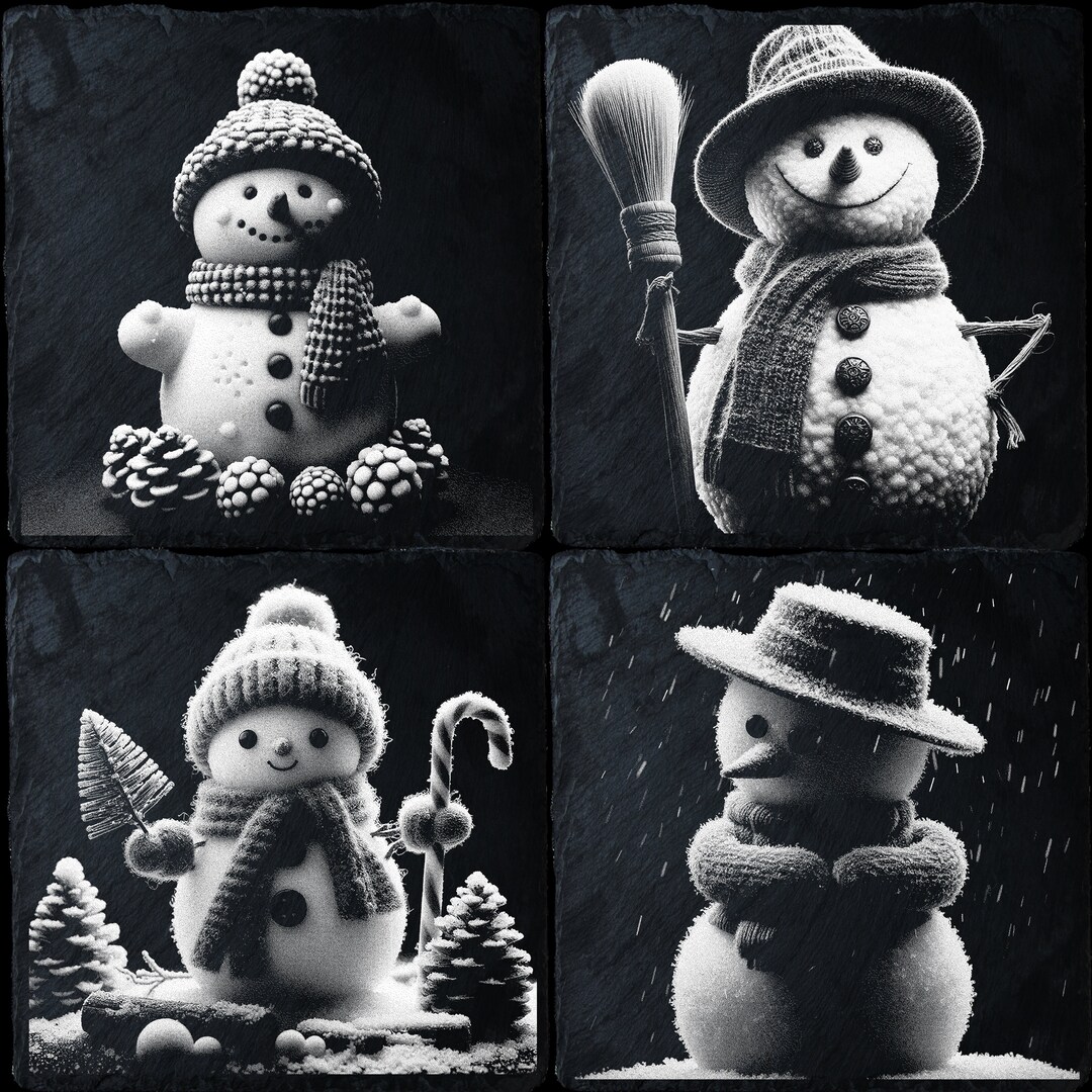 4 Snowman Pack Png|laser Engraving File|slate Coaster|christmas Holiday ...