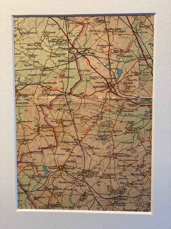 Daventry and Surrounding Area Original 1942 Bartholomews Map | Etsy