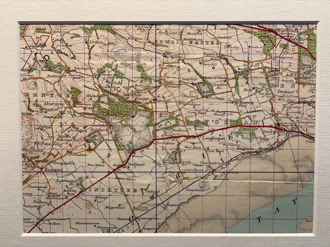 Invergowie, Inchture and Surrounding Area Original 1927 Ordnance Survey ...