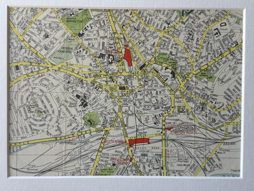 Nottingham City Centre Original 1957 Geographia Mounted Map - Etsy