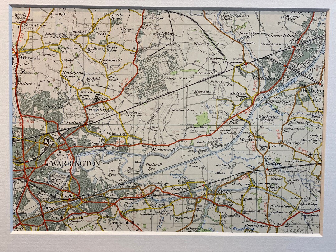 Warrington, Cadishead, Lymm and Surrounding Area Original 1961 Ordnance ...
