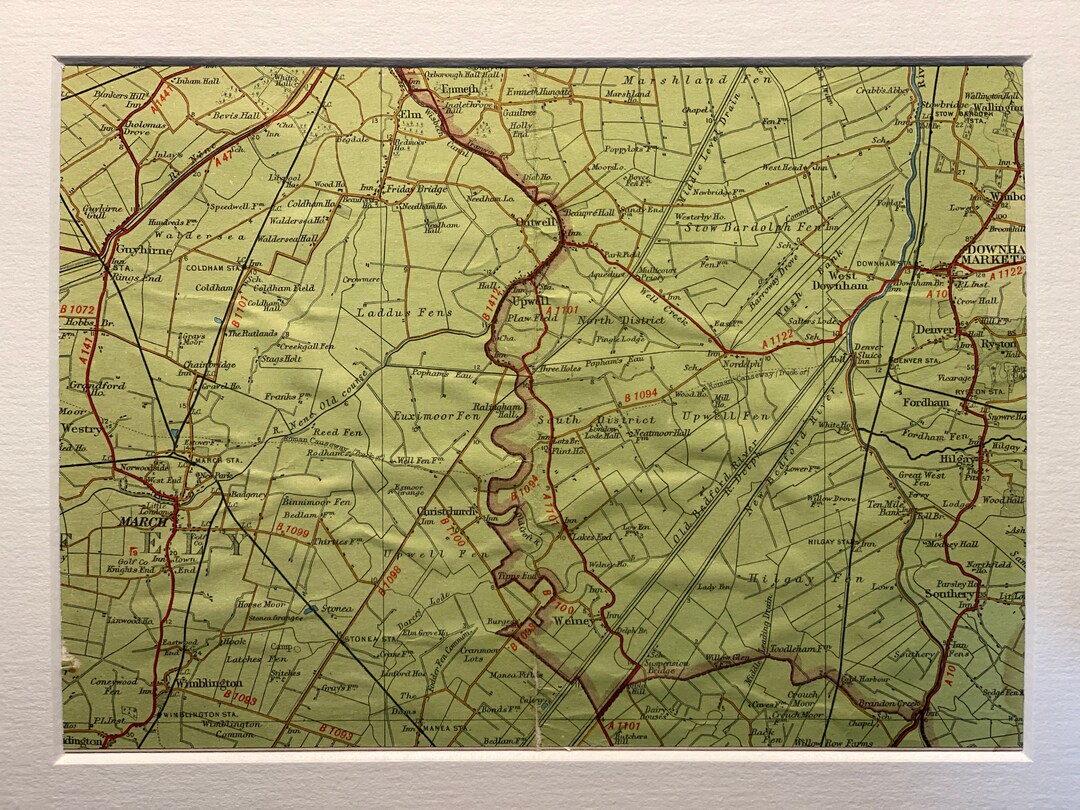 March, Outwell, Welney and Surrounding Area Original 1944 Bartholomew's ...
