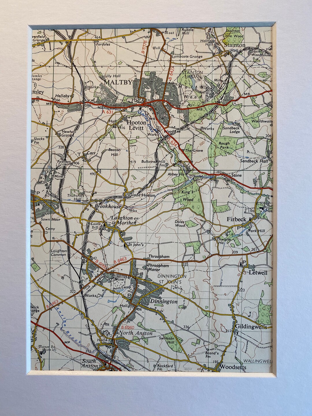 Maltby and Surrounding Area Original 1961 Ordnance Survey Mounted Map ...