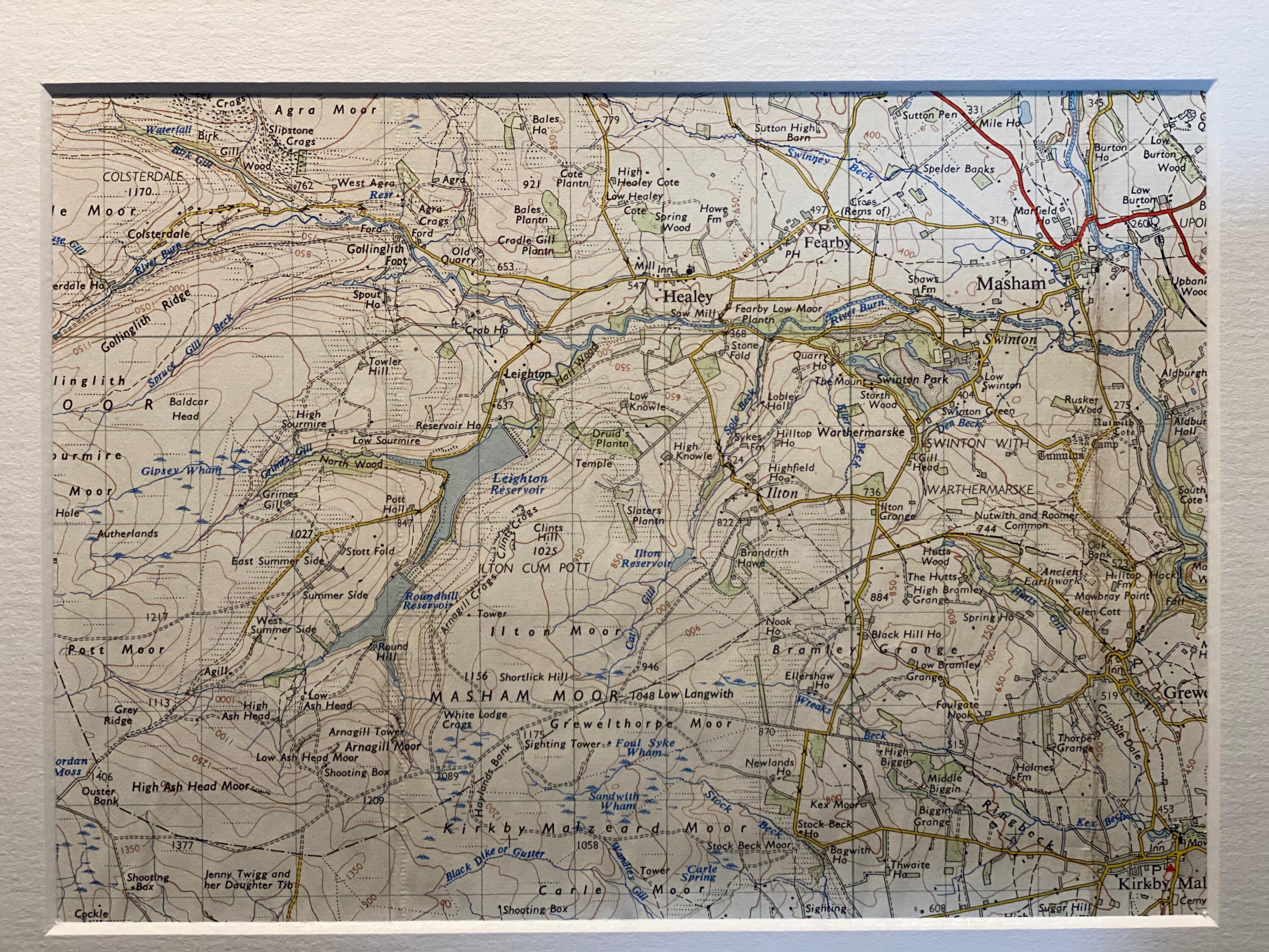 Masham Moorm, Healey and Surrounding Area Original 1955 Ordnance Survey ...