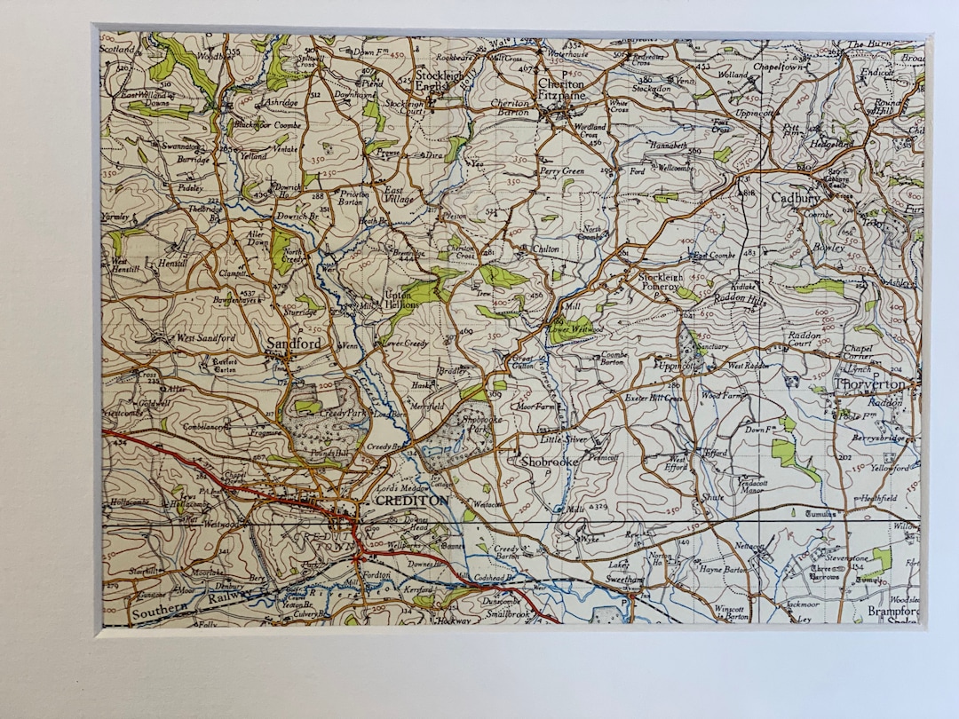 Crediton, Thorverton, Cadbury and Surrounding Area Original 1946 ...